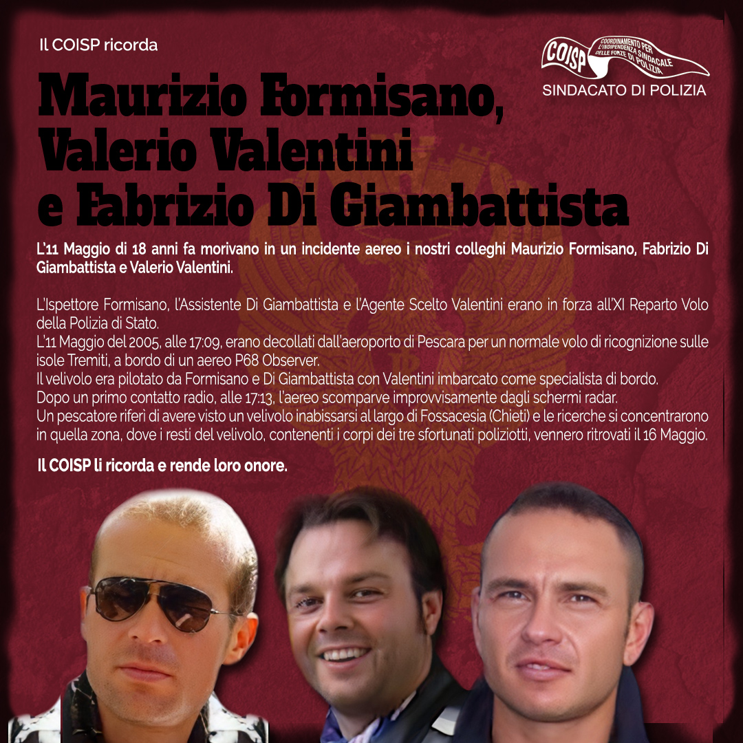 Il COISP ricorda Maurizio Formisano, Valerio Valentini e Fabrizio Di ...